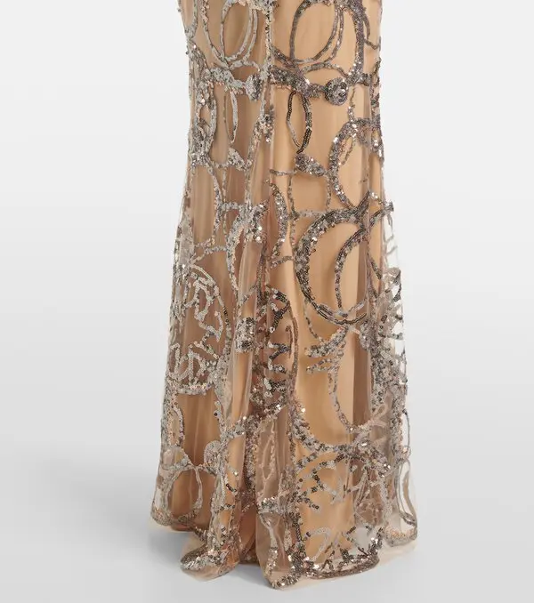 Elie Saab Sequined Sheer Tulle Gown