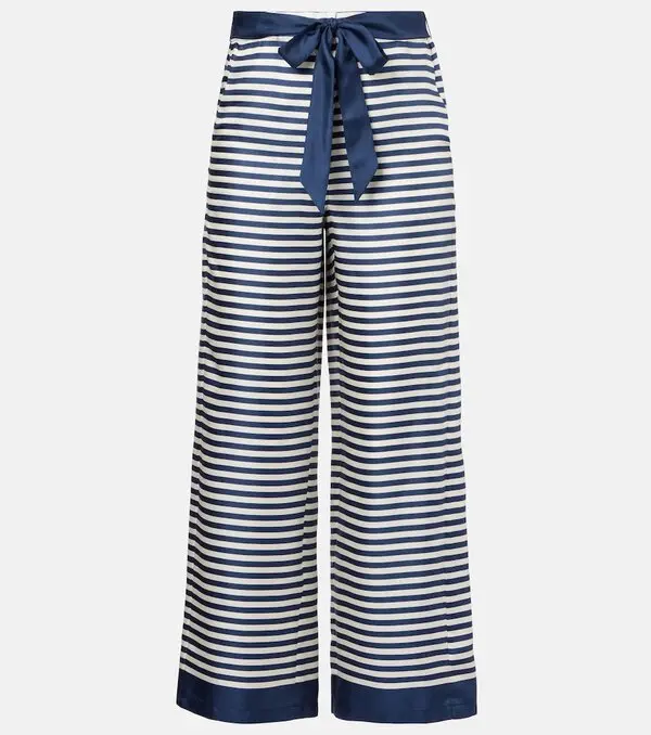 Max Mara Striped Silk Wide-leg Trousers