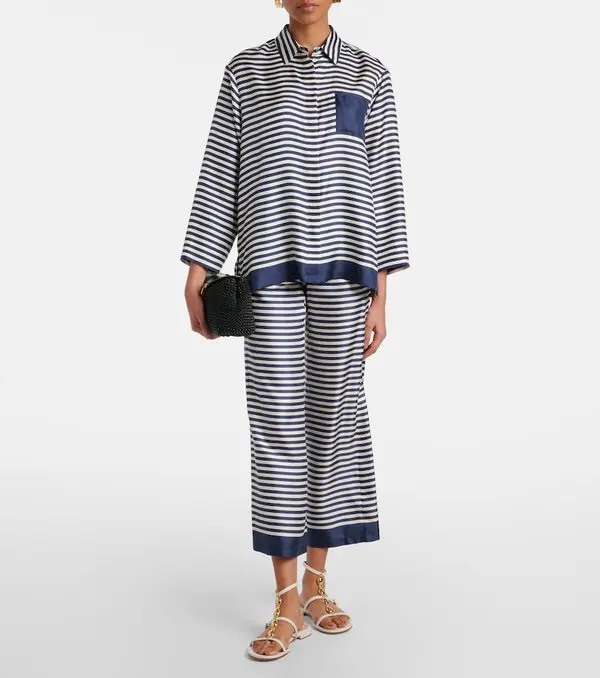 Max Mara Striped Silk Wide-leg Trousers