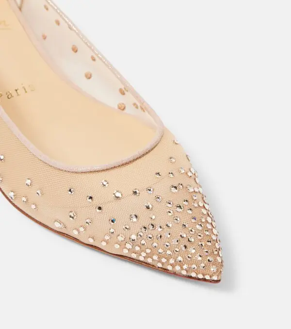 CHRISTIAN LOUBOUTIN Follies Strass Mesh Ballet Flats