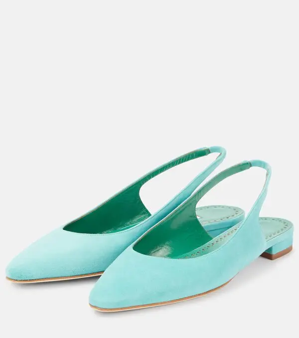 Manolo Blahnik Sawra Suede Slingback Flats