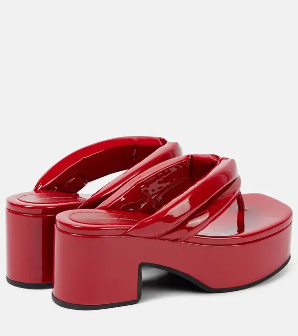 Dries Van Noten Patent Leather Thong Platform Sandals