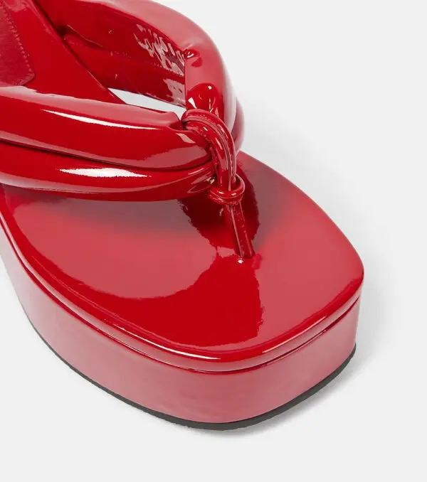 Dries Van Noten Patent Leather Thong Platform Sandals