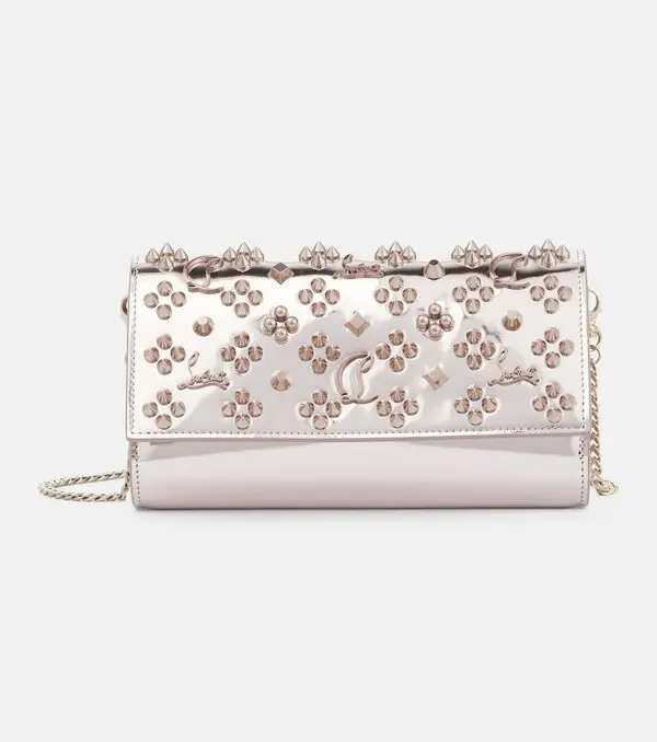 CHRISTIAN LOUBOUTIN Paloma Embellished Leather Clutch - Pink