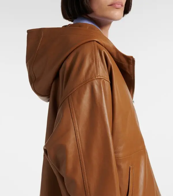 YVES SALOMON Hooded Leather Jacket