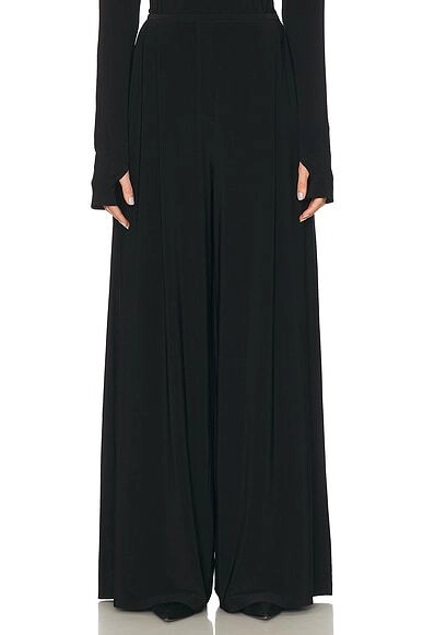 Norma Kamali Pleated Jersey Wide-leg Trousers - Black
