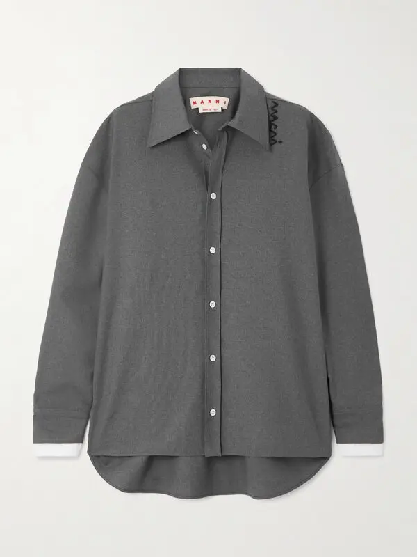 Marni Embroidered Wool Shirt - Gray