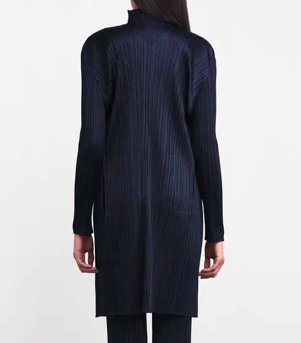 Issey Miyake Accordion Pleated Long Coat - Navy