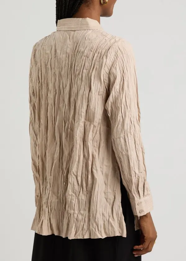 Eileen Fisher Crinkled Plissé Silk Shirt