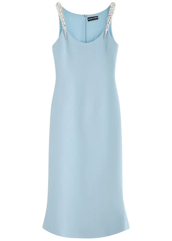 David Koma Crystal-embellished Midi Dress - Blue
