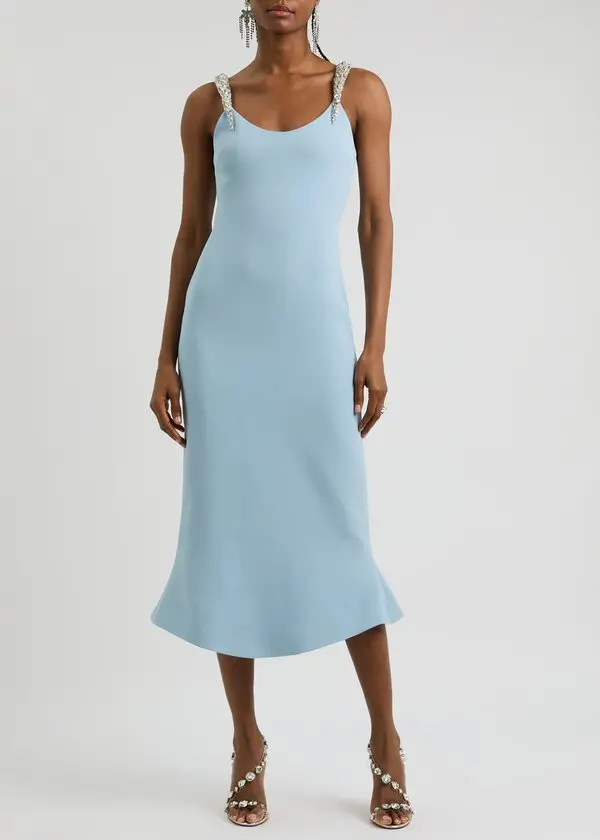 David Koma Crystal Embellished Midi Dress