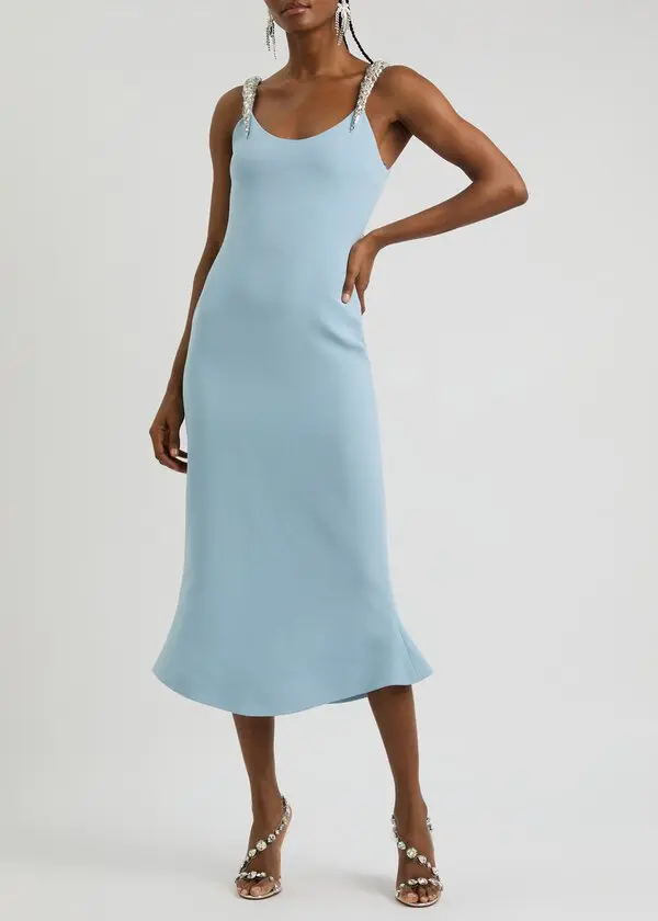 David Koma Crystal Embellished Midi Dress