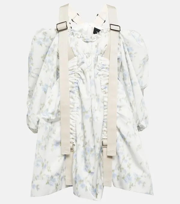 Simone Rocha Puff Sleeve Mini Dress Blue Floral