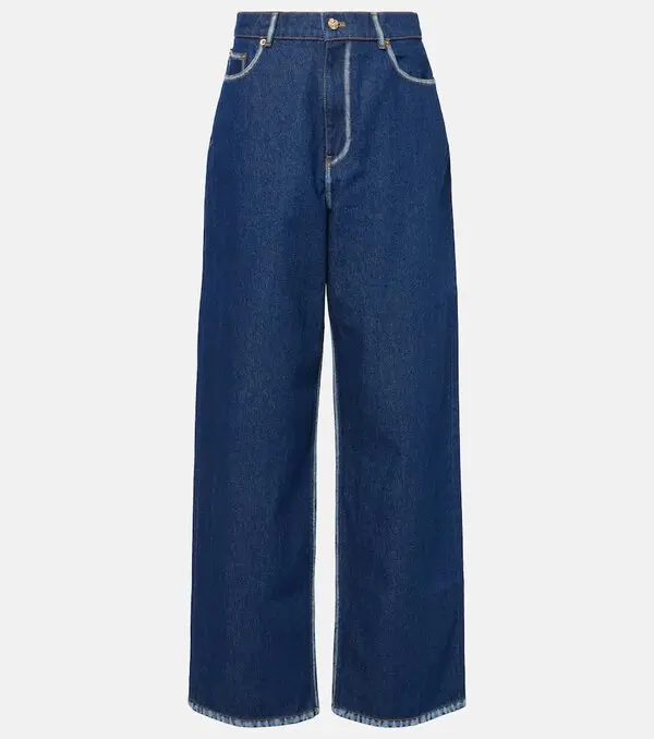 Nina Ricci High-rise Wide-leg Jeans In Dark Wash Cotton - Blue