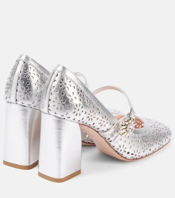 ROGER VIVIER Tres Vivier Metallic Leather Mary Jane Pumps