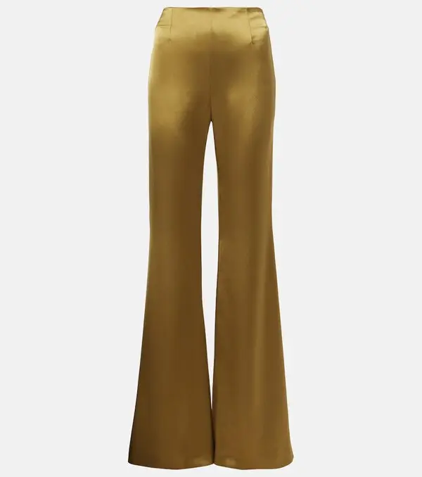 Galvan Atruvia Satin Wide-leg Trousers - Green