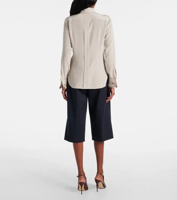 Max Mara Apollo Silk Crepe Blouse With Bow Detail