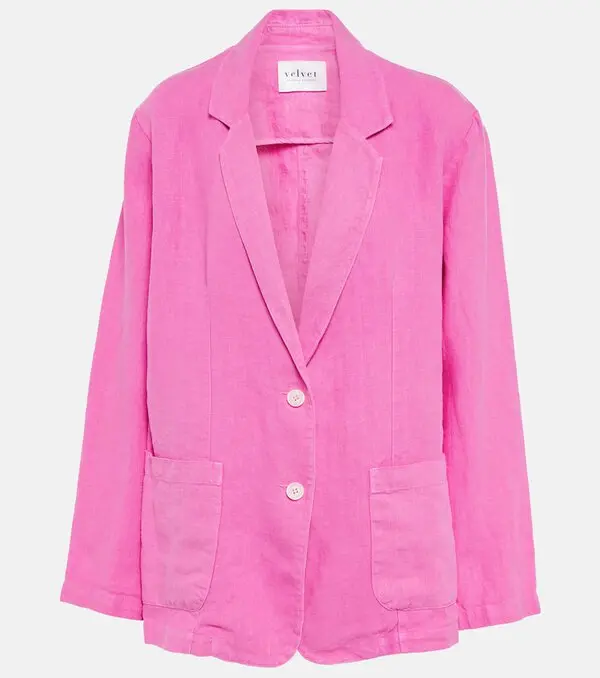 Velvet By Graham & Spencer Cassie Linen Blazer - Pink