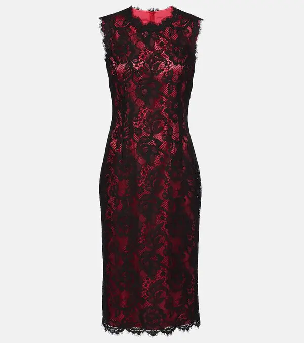 Dolce & Gabbana Cotton-blend Lace Midi Dress - Red
