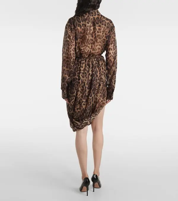 JACQUES WEI Leopard-print Chiffon Midi Skirt - Brown
