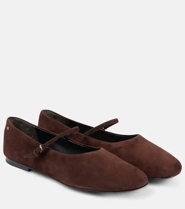 Tory Burch Suede Mary Jane Flats - Brown