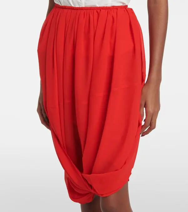 JACQUES WEI Chiffon Midi Skirt - Red