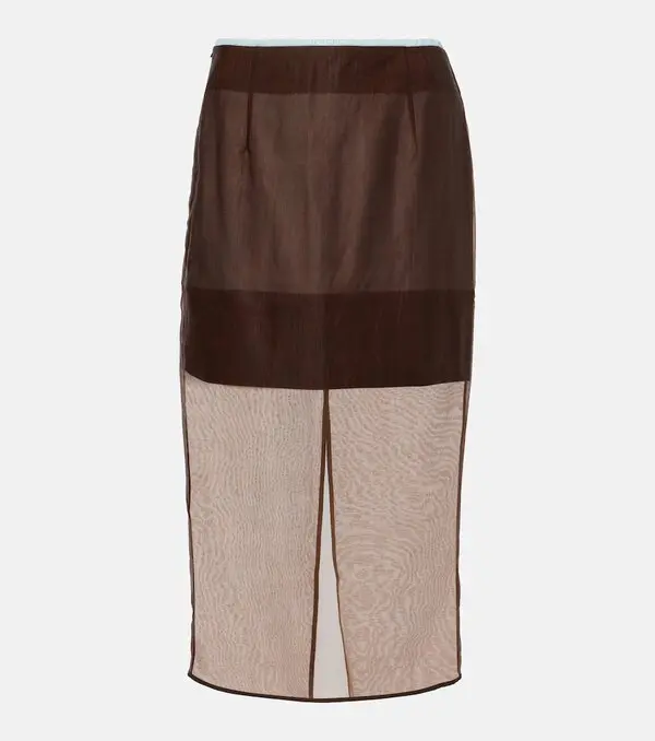 JACQUES WEI Chiffon Midi Skirt - Brown