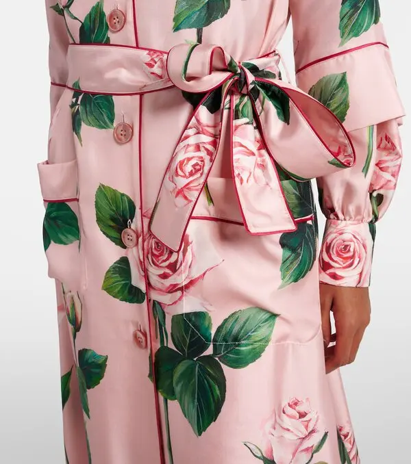 Dolce & Gabbana Floral Belted Silk Satin Maxi Dress - Multicoloured