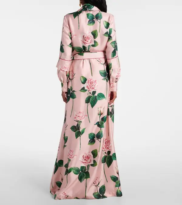 Dolce & Gabbana Floral Belted Silk Satin Maxi Dress - Multicoloured