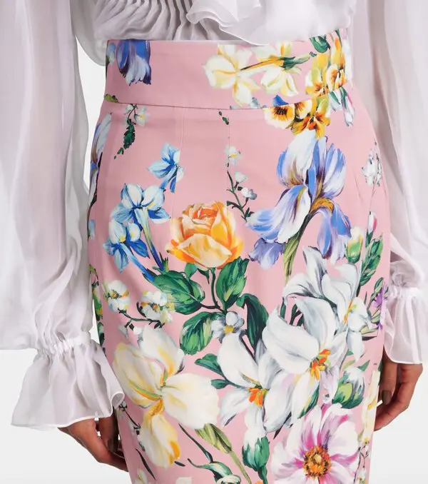 Dolce & Gabbana Floral Silk-blend Pencil Skirt - Multicoloured