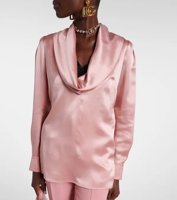 Dolce & Gabbana Draped Silk Satin Blouse