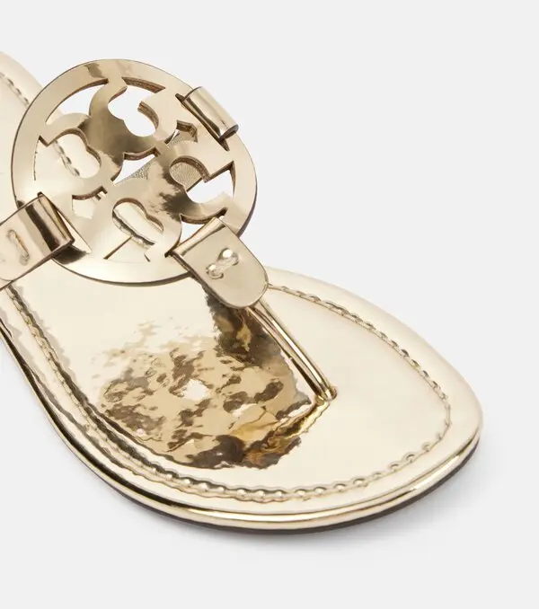 Tory Burch Miller Metallic Leather Thong Sandals - Gold