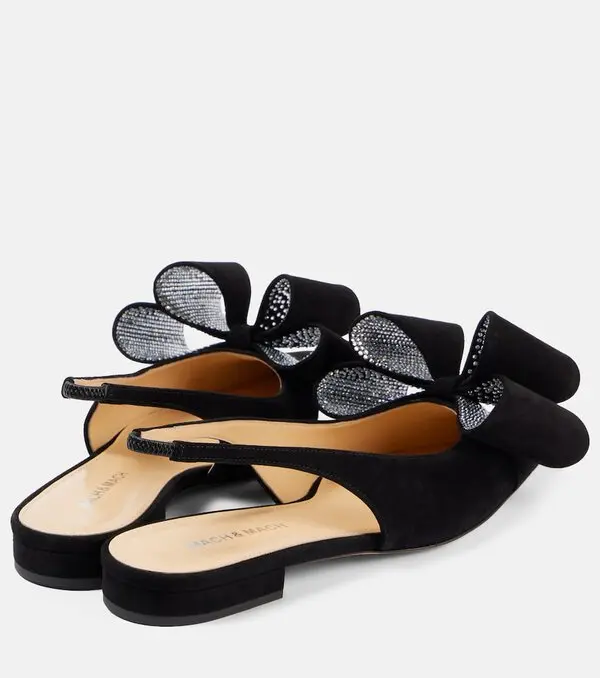 Mach & Mach Embellished Suede Pointed Toe Ballet Flats
