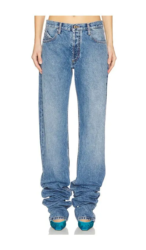 Attico Long Jeans In Faded Denim