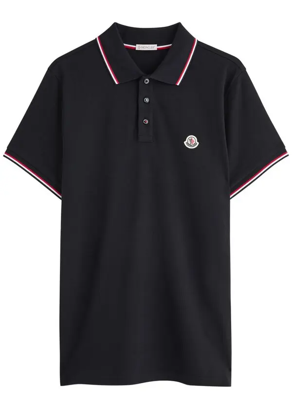 Moncler Logo-appliquéd Piqué Cotton Polo Shirt - Navy