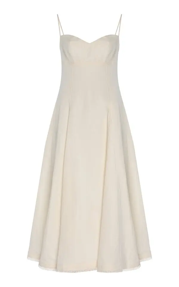 Simkhai Analise Linen-blend Bustier Midi Dress - White