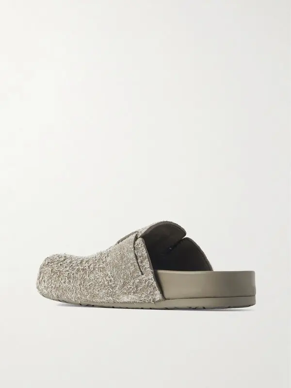 Loewe Ease Buckled Brushed-suede Clogs - Gray