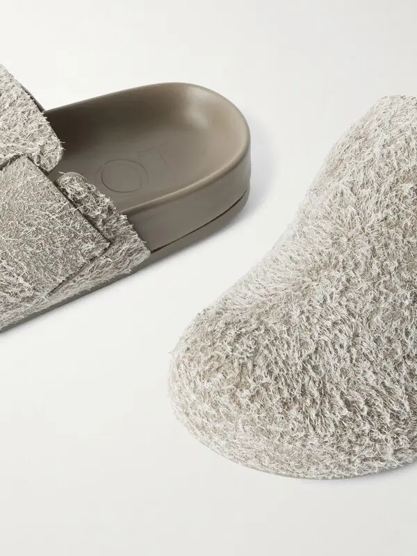 Loewe Ease Buckled Brushed-suede Clogs - Gray