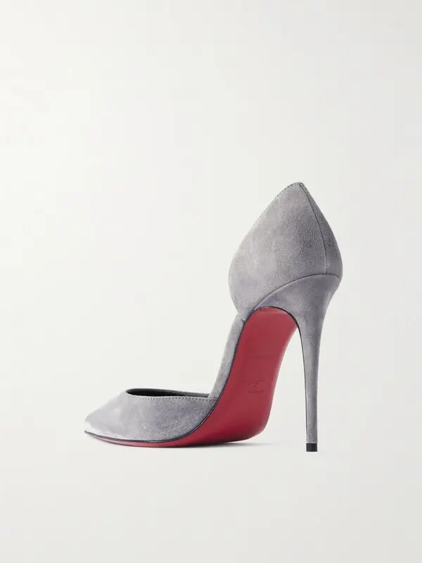 CHRISTIAN LOUBOUTIN Iriza 100 Suede Pumps - Gray