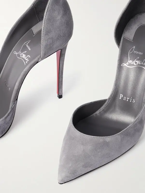 CHRISTIAN LOUBOUTIN Iriza 100 Suede Pumps - Gray