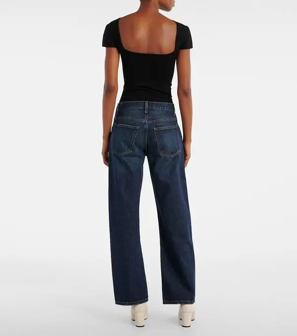 Khaite Kerrie Mid-rise Wide-leg Jeans - Blue