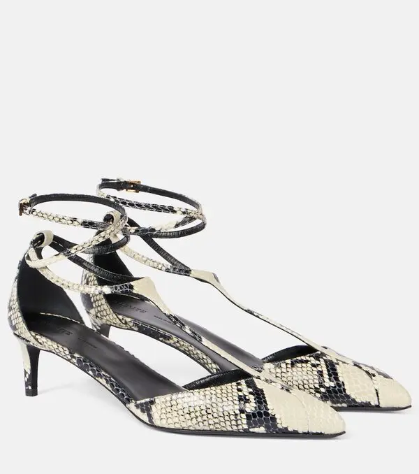 Khaite Mia 45 Snake-effect Leather Pumps - White