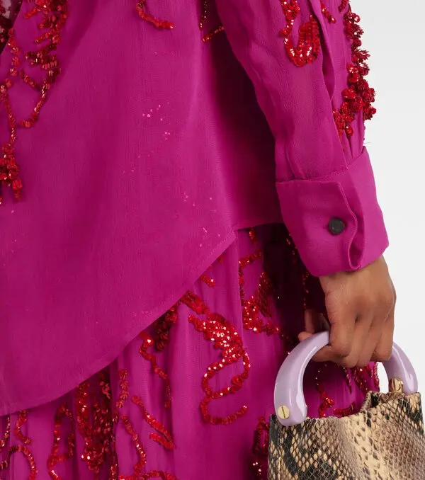 Dries Van Noten Sequined Sheer Chiffon Blouse