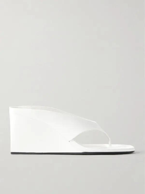 Alaïa Satin Wedge Sandals - White
