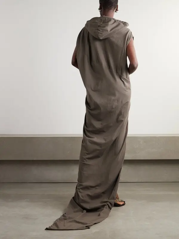 Rick Owens Hooded Cotton-jersey Maxi Dress - Brown
