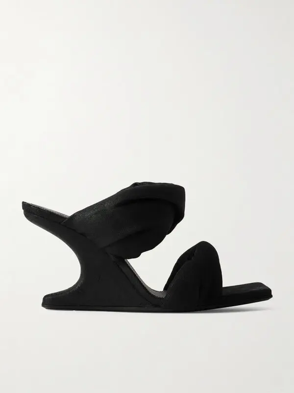 Rick Owens Twisted Suede Wedge Mules - Black