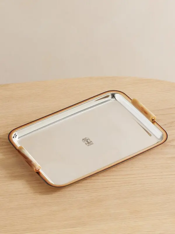 Brunello Cucinelli Plated And Horn Tray - Silver