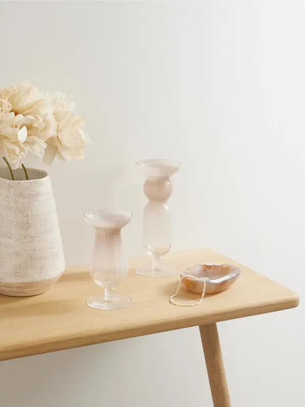 Brunello Cucinelli Set Of Two Murano Glass Candle Sticks