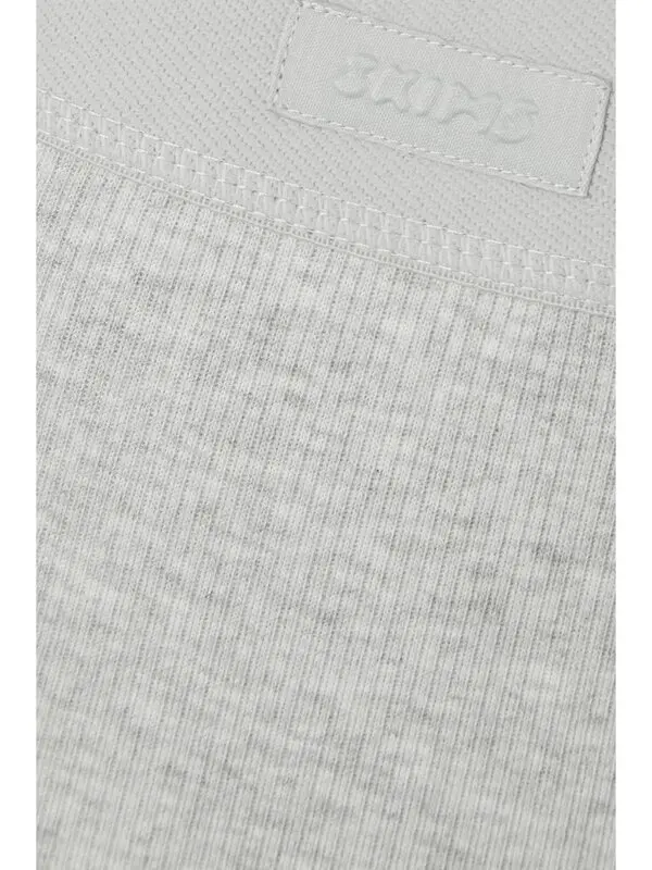SKIMS Cotton Collection Ribbed Cotton-blend Jersey Boxer Shorts - Gray