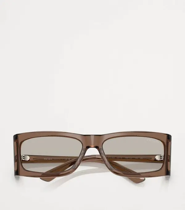 Prada Acetate Rectangle Sunglasses - Brown